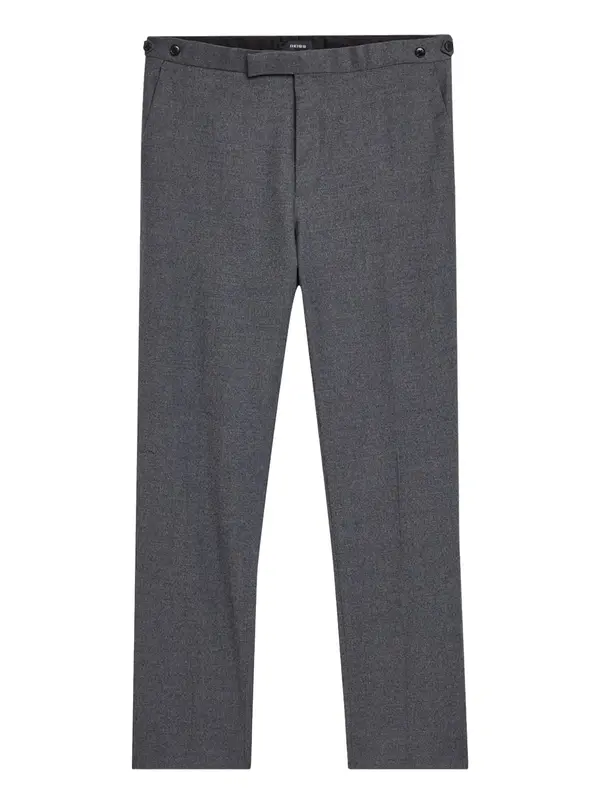 REISS Degree Flannel Trousers With Side Adjusters - Grey Melange