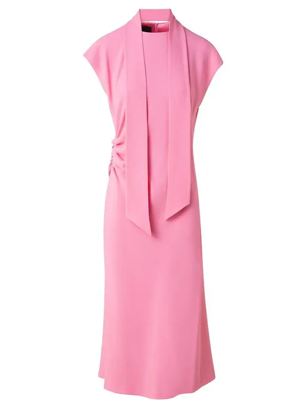 Akris Crepe Midi Dress With Bow - Pink