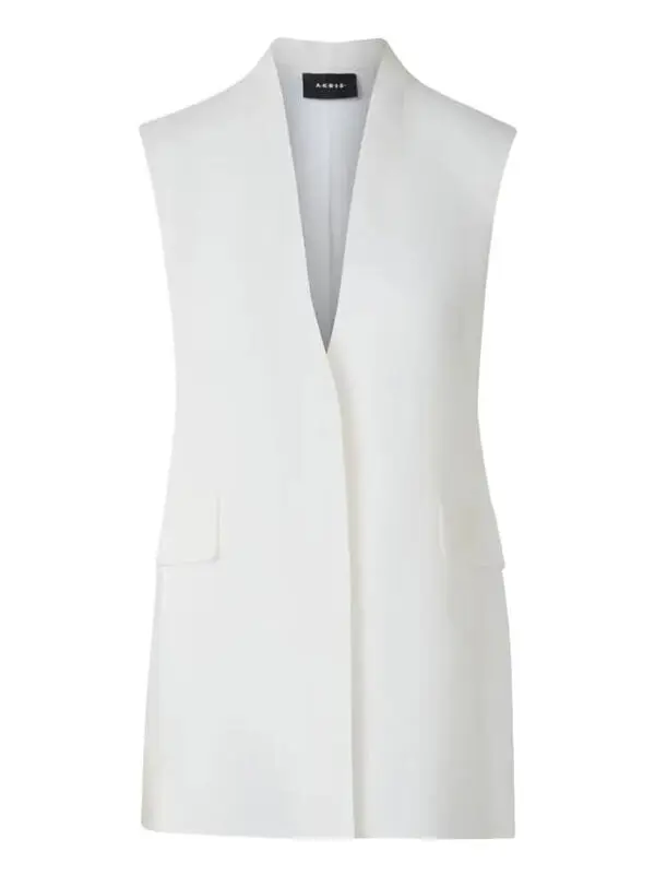 Akris Artina Long Silk Organza Vest - Ecru