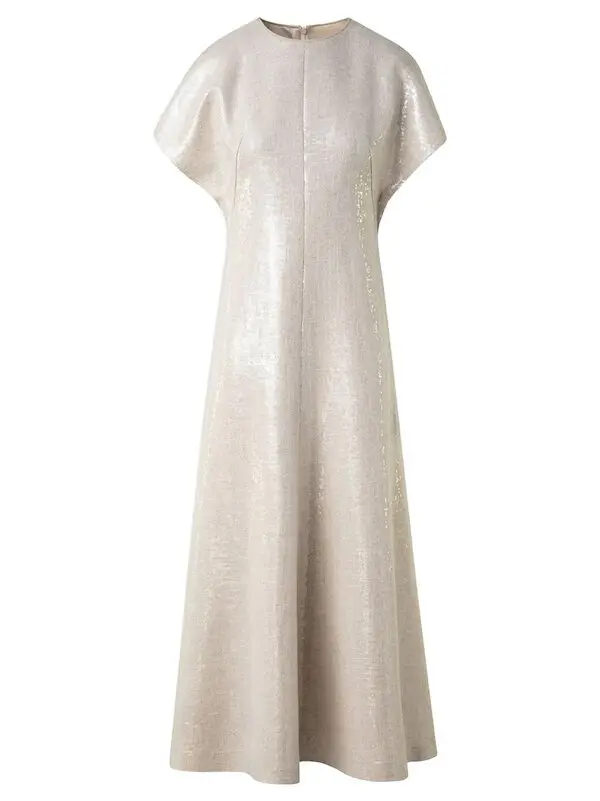 Akris Sequined Viscose-linen A-line Midi Dress - Greige