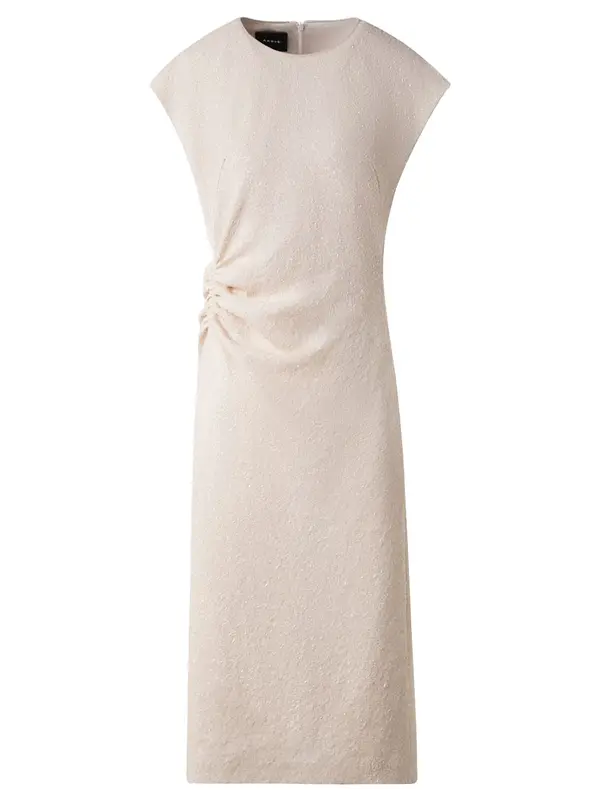 Akris Sequin Stretch Jersey Cap-sleeve Ruched Dress - Seashell
