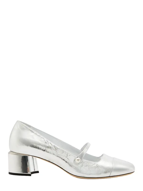 JIMMY CHOO Elisa 45 Metallic Leather Pumps - Silver