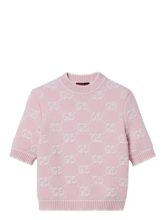 Gucci Gg Wool Bouclé Jacquard Top - Pink