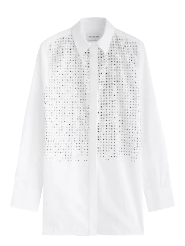 16Arlington Marley Embellished Cotton-poplin Shirt - White