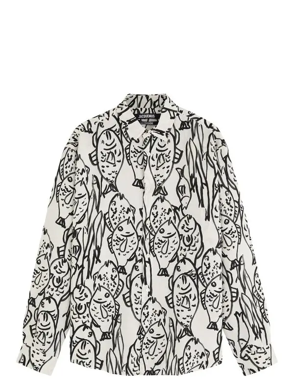 Jacquemus La Chemise Simon Printed Woven Shirt - Black And White