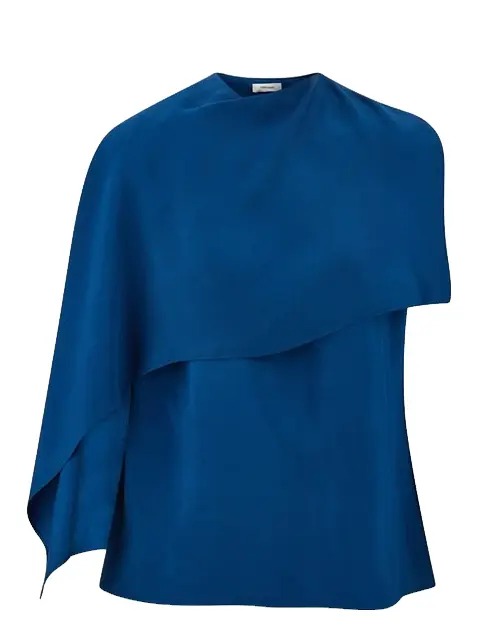 FERRAGAMO Viscose Top With Cape Detail - Blue