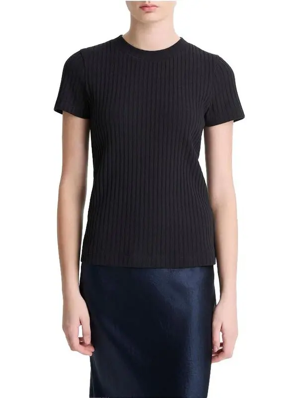Vince Ribbed Cotton-blend Top - Black