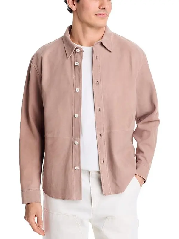 FRAME Long Sleeve Suede Shirt - Smoky Mauve