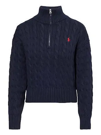 Polo Ralph Lauren Brand-embroidery Cable-knit Cotton Jumper - Hunter Navy