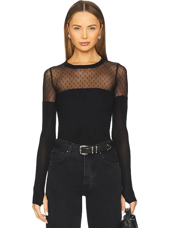 Michael Lauren Herbert 1/2 Lace Top - Black