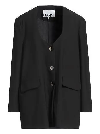 GANNI Blazer In Ecovero Viscose, Recycled Polyester, And Elastane - Black