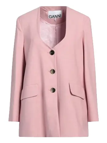 GANNI Blazer In Ecovero Viscose, Recycled Polyester, And Elastane - Pink