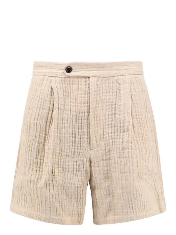 TONYWACK Double Weave Linen Bermuda Shorts - Beige