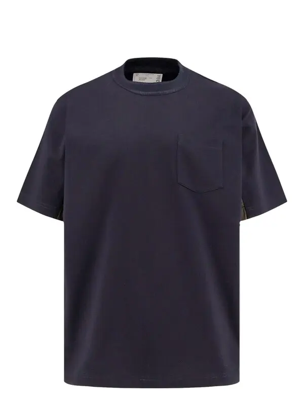 Sacai Cotton Tshirt With Nylon Inserts - Blue