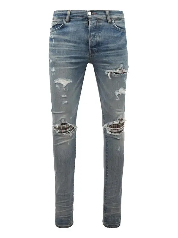 Amiri Mx1 Neon Plaid Jeans - Clay Indigo