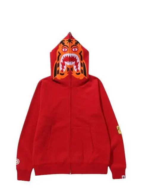 BAPE Tiger Full Zip Hoodie - Red