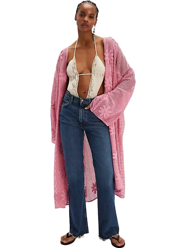 Free People Lucina Mesh Cover Up - Pink