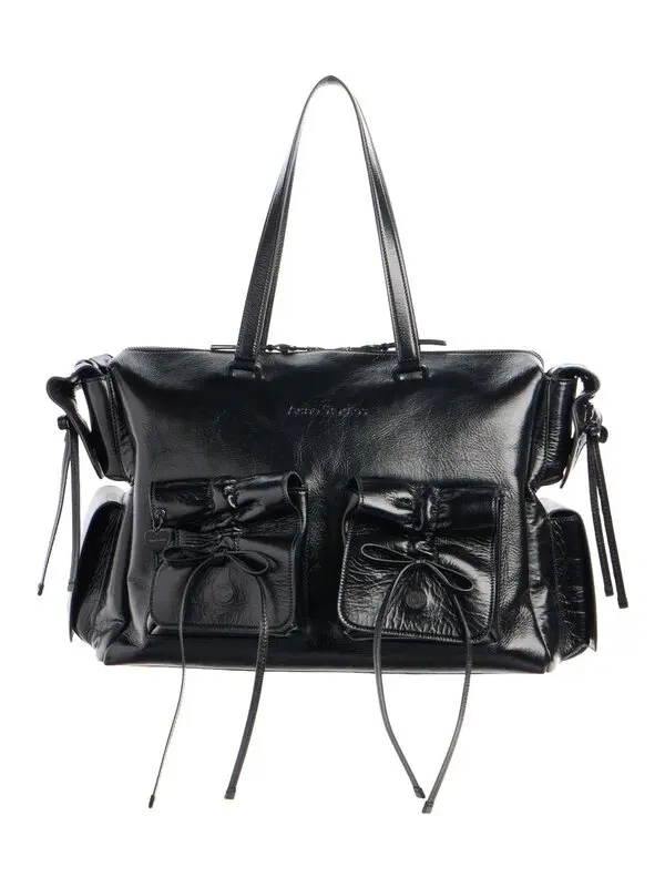 Acne Studios Multipocket Crinkled Leather Tote - Black