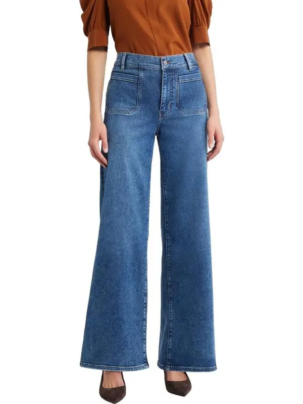 FRAME Le Slim Palazzo Patch Pocket High Waist Wide Leg Jeans - Esteem