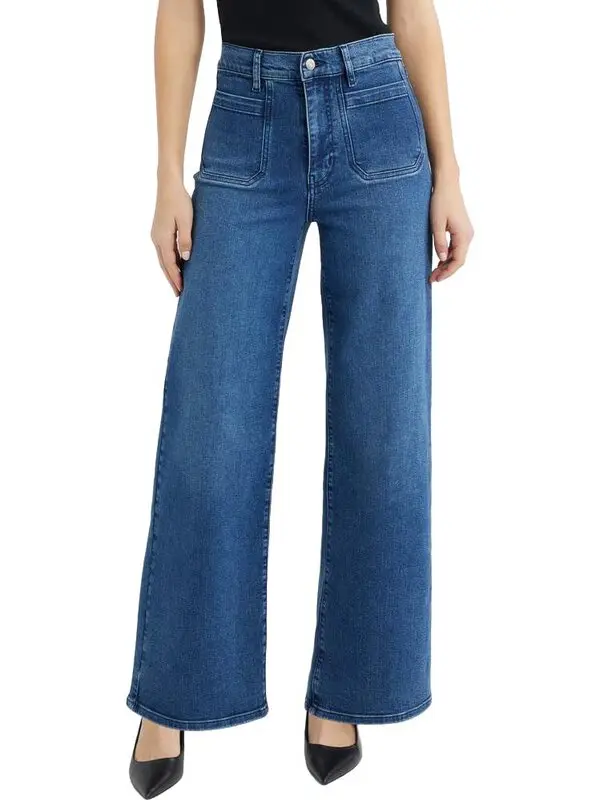 FRAME Le Slim Palazzo Patch Pocket High Waist Wide Leg Jeans - Iberia