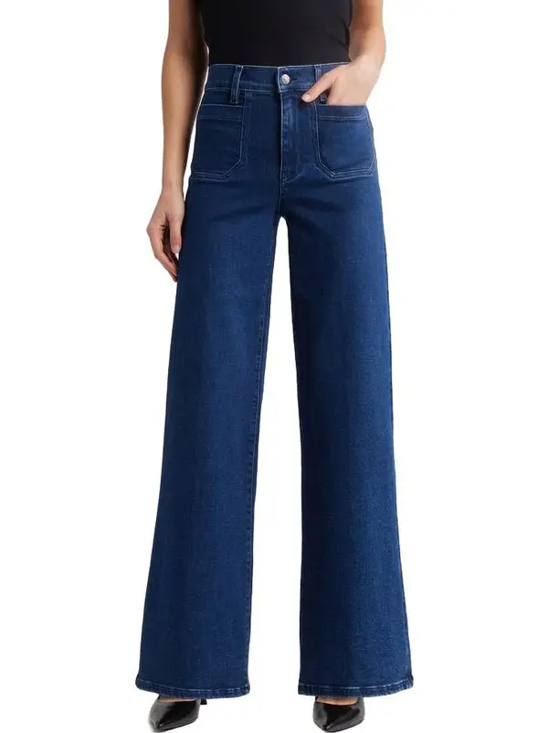 FRAME Le Slim Palazzo Patch Pocket High Waist Wide Leg Jeans - Loner