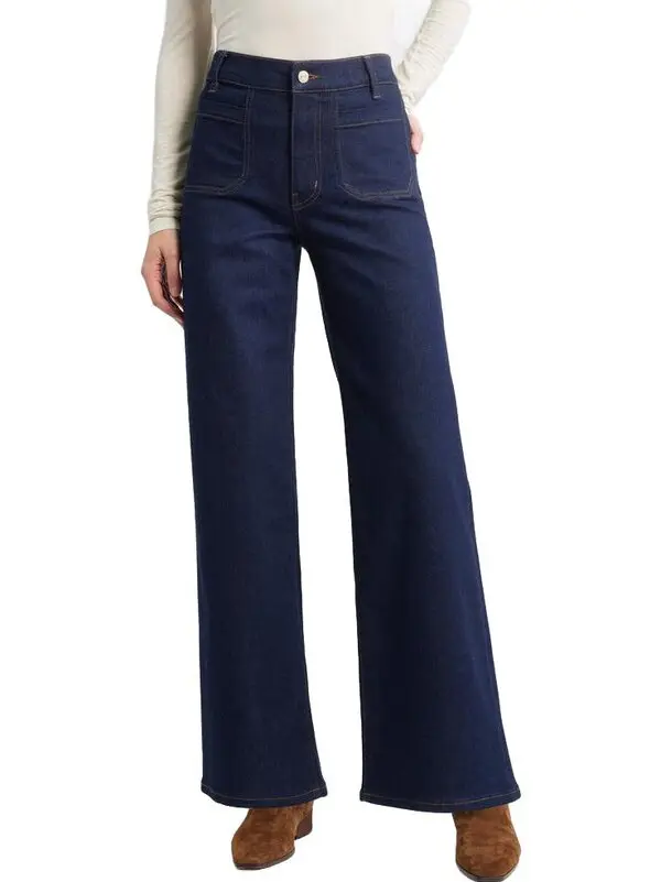 FRAME Le Slim Palazzo Patch Pocket High Waist Wide Leg Jeans - Rinse