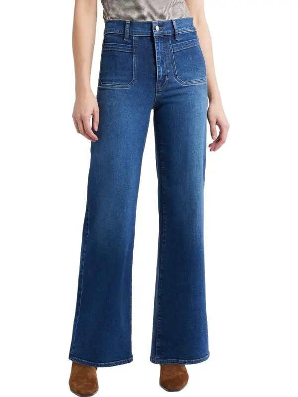 FRAME Le Slim Palazzo Patch Pocket High Waist Wide Leg Jeans - Savior