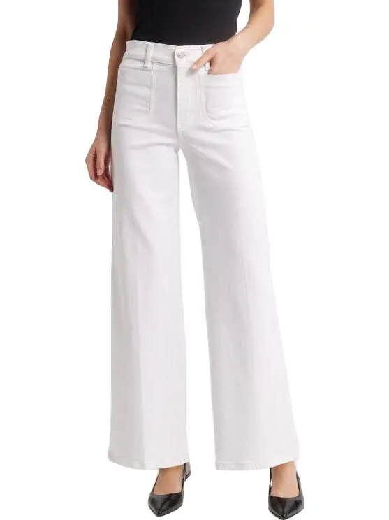 FRAME Le Pixie Slim Palazzo Patch Pocket High-waist Jeans - White