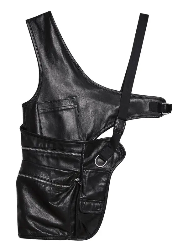 Helmut Lang Utility Leather Bag Vest - Black