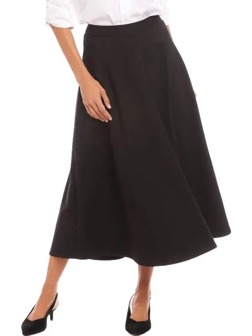 Karen Kane Cotton Blend A-line Midi Skirt - Black