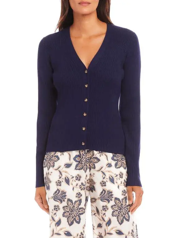 Karen Kane Ribbed Cardigan - Navy