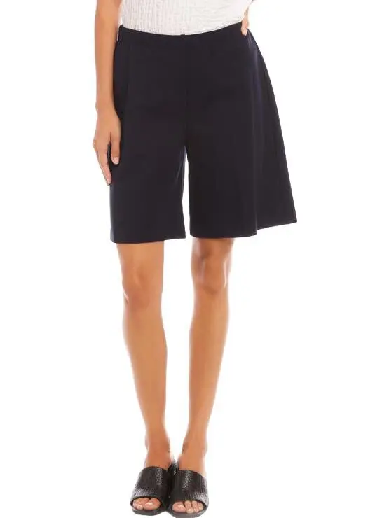 Karen Kane High Waist Stretch Twill Shorts - Navy