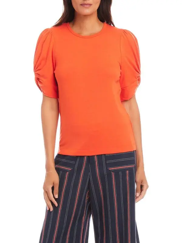 Karen Kane Twist Sleeve Top - Bright Orange