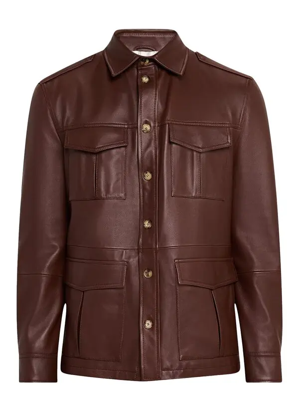 Brunello Cucinelli Leather Safari Jacket - Brown