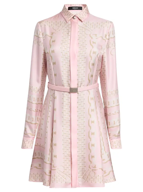 Versace Treasure Foulard Silk Twill Dress - Pastel Pink