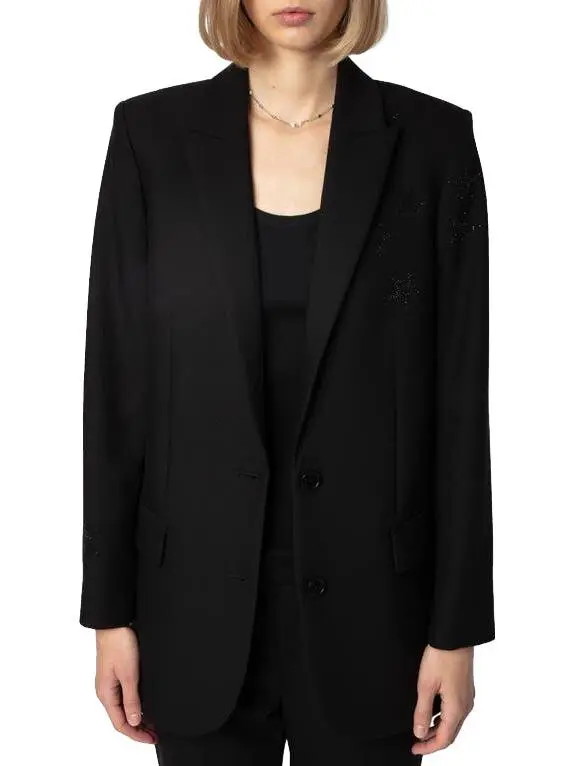Zadig&Voltaire Viva Strass Star Embellished Blazer - Black