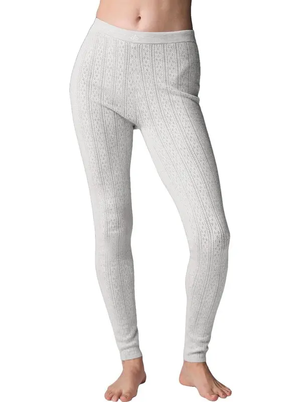 Alo Yoga Pointelle Sweater High-waist Be Mine Legging Top - Light Grey Heather