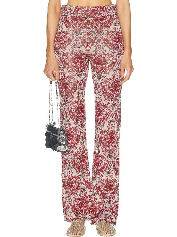 Rabanne High-waisted Leggings - Red & Silver Paisley