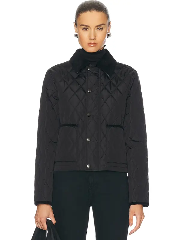 Burberry Cropped Quilted Jacket - Black & Snug Ip Check