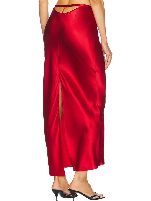 Fleur Du Mal Rose Valentine Midi Skirt - Rouge