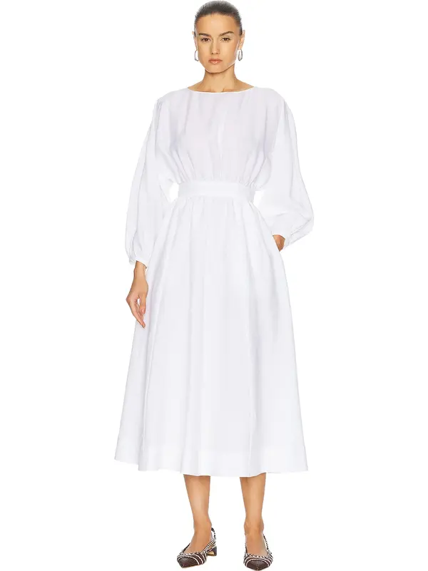 Gabriela Hearst Ahmose Fit & Flare Midi Dress - White