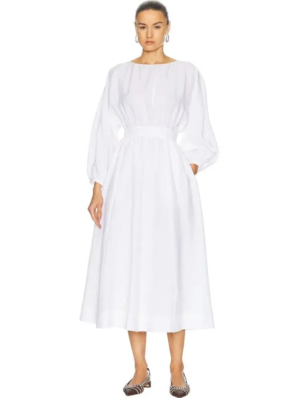 Gabriela Hearst Ahmose Fit & Flare Midi Dress - White