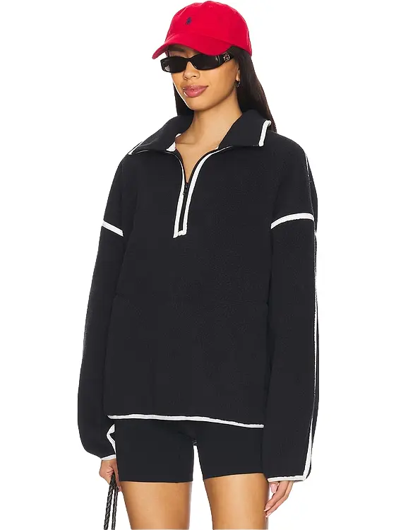 WELLBEING + BEINGWELL Morena Fleece Half Zip - Black & White
