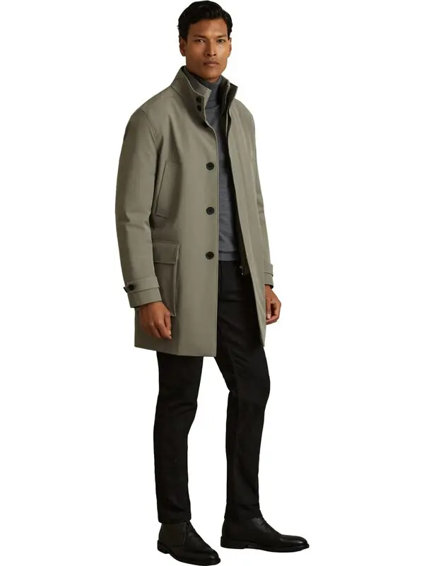 REISS Player Hybrid Overcoat - Pistachio Green