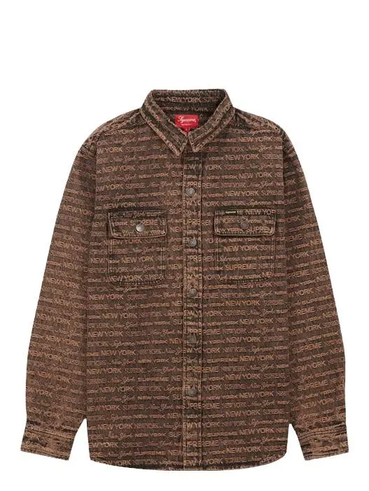 Supreme Type Jacquard Denim Shirt - Brown