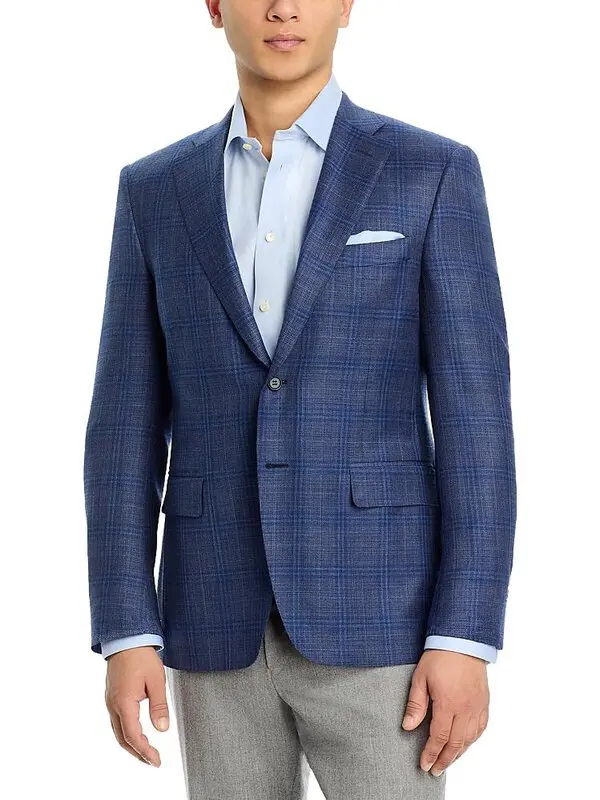 Canali Siena Hopsack Plaid Regular Fit Sport Coat - Navy/blue