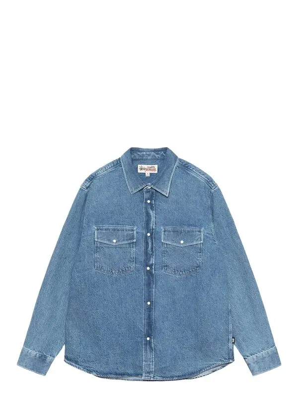 StÜssy Boxy Western Denim Shirt 'light Denim - Blue