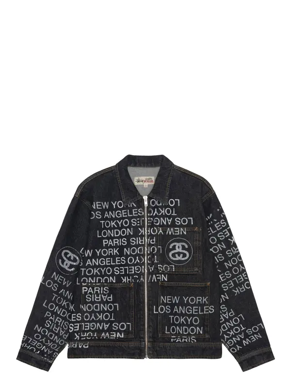 StÜssy City Link Denim Work Jacket - Black