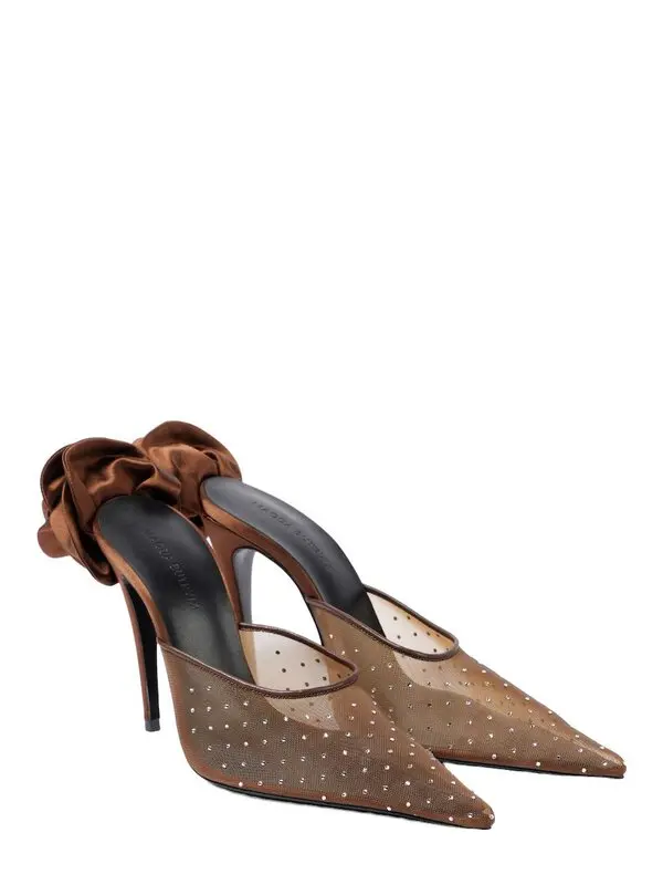 Magda Butrym Embellished Mesh Pointed Toe Mules - Brown