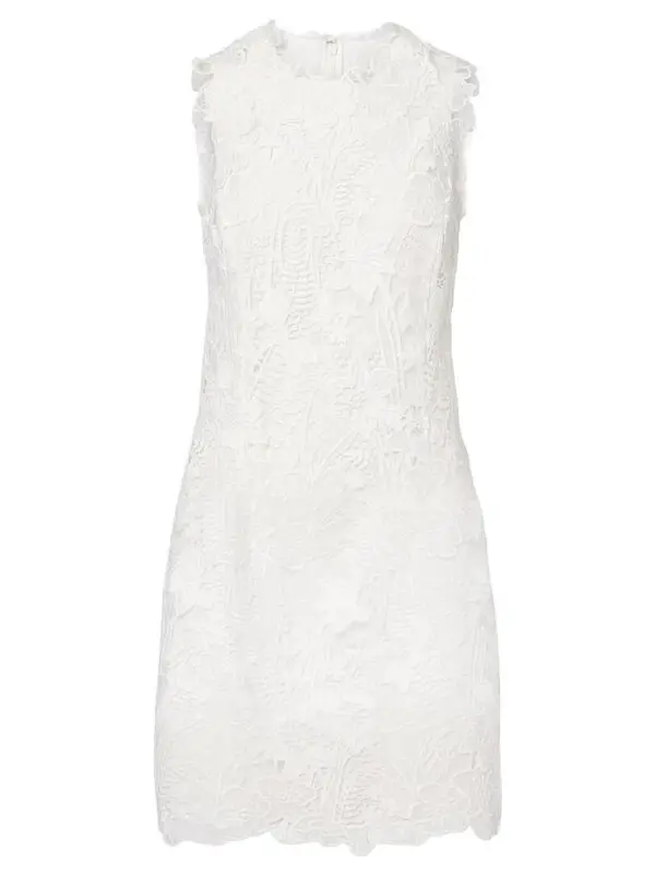 Monique Lhuillier Floral Lace Mini Dress - White
